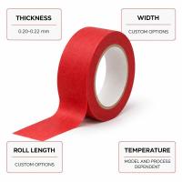 China Red High Temperature Masking Tape / Red Crepe Paper Tape / Silicone Adhesive Masking Tape for Industrial Paint Masking, Powder Coating and Heat-Process Surface Protection for sale