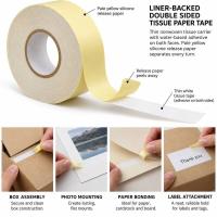 China Double-Sided Tissue Tape / Double-Coated Tissue Tape / Tissue Mounting Tape with Water-Based Adhesive and a Single Release Paper Liner for Paper Bonding and Packaging for sale
