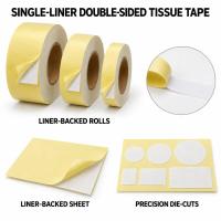 China Double-Sided Tissue Tape / Double-Coated Tissue Tape / Tissue Mounting Tape with Water-Based Adhesive and a Single Release Paper Liner for Paper Bonding and Packaging for sale