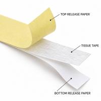 China Double-Sided Tissue Tape / Double-Coated Tissue Tape / Tissue Mounting Tape with Water-Based Adhesive and Two Release Paper Liners for Staged Bonding and Indoor Assembly for sale