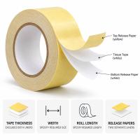 China Double-Sided Tissue Tape / Double-Coated Tissue Tape / Tissue Mounting Tape with Water-Based Adhesive and Two Release Paper Liners for Staged Bonding and Indoor Assembly for sale