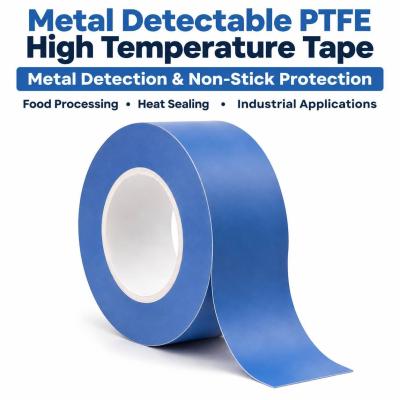 China Metal Detectable PTFE Tape (X-Ray Detectable PTFE Tape / Metal Detectable Heat Sealer Tape / PTFE Aluminum Foil Tape) – For Food Packaging, Pharma Sealers & Foreign-Body Control for sale