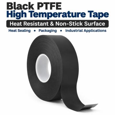 China Black PTFE Film Tape / Anti-Static PTFE Tape / ESD PTFE Tape with Silicone Adhesive and Fiberglass-Free Backing for Non-Stick Guides, Heat Sealers and Evaluated ESD Fixtures for sale
