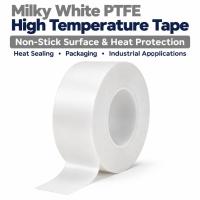 China Milky White PTFE Film Tape / Pure PTFE Adhesive Tape / Non-Stick PTFE Tape with Silicone Adhesive and Fiberglass-Free Backing for Heat Sealers, Rollers and Guide Rails for sale