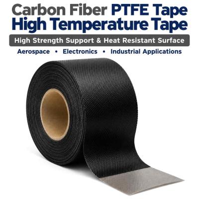 China PTFE-Coated Carbon Fiber Fabric Tape / Carbon Fibre PTFE Tape / PTFE Carbon Cloth Tape with Silicone Adhesive for Composite Mold Release, Tooling Covers and Guide Rails for sale