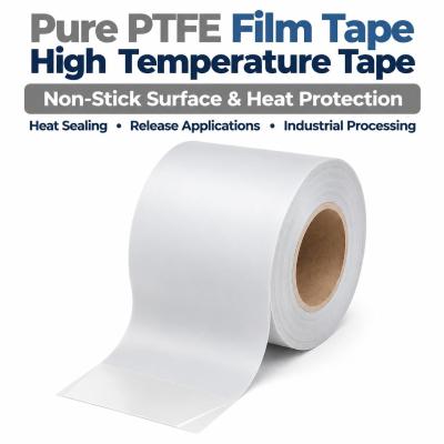 China Pure PTFE Film Tape / Skived PTFE Adhesive Tape / Extruded PTFE Tape with Silicone Adhesive and Fiberglass-Free Backing for Roller Wrapping, Heat Sealers and Guide Rails for sale