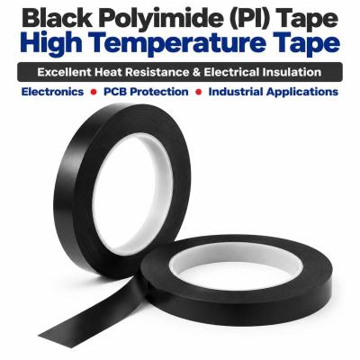 China Black Polyimide Tape (Black PI Tape / Black Insulation Tape) – Silicone or Acrylic Adhesive for Electrical Insulation, with Light-Blocking Versions for Cameras and Displays for sale