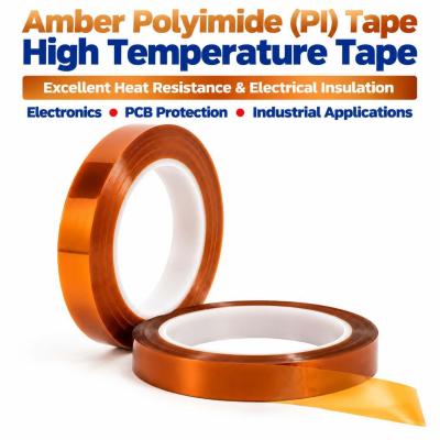 China Amber Polyimide Tape (Golden PI Tape / Brown PI Tape) – Single-Sided Translucent PI Film with Silicone Adhesive for Motor, Transformer, Battery-Tab and Cable Insulation for sale