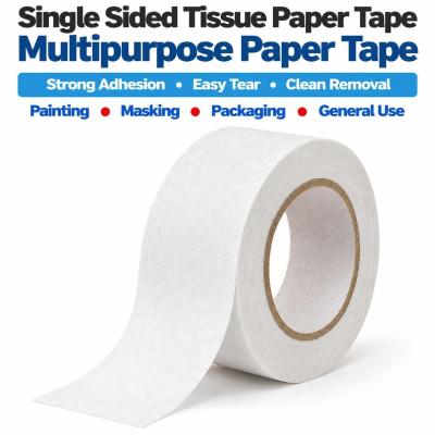 China Single-Sided Tissue Tape / Single-Coated Tissue Tape / Tissue Paper Adhesive Tape with Water-Based Adhesive for Room-Temperature Paper Handling and Surface Attachment for sale