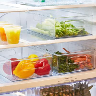 China Stackable Refrigerator Organizer Bin Clear Storage Organizer Container Bins for Pantry, Cabinets, Shelves for sale