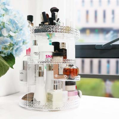 China Plus size 360-degree rotating adjustable multi-function makeup storage organizer large capacity cosmetic storage rack for sale