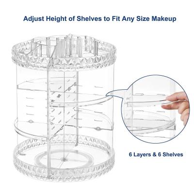 China Plus size 360-degree rotating adjustable multi-function makeup storage organizer large capacity cosmetic storage rack for sale