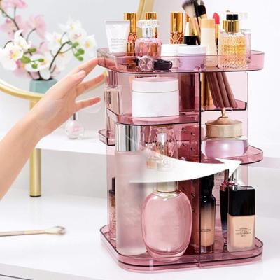 China Spinning holder storage rack 360 degree rotation square cosmetic makeup storage organizer for makeup brushes lipsticks for sale