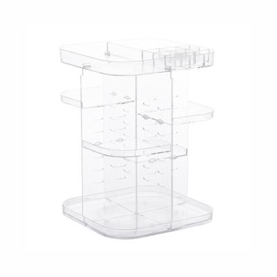 China Spinning holder storage rack 360 degree rotation square cosmetic makeup storage organizer for makeup brushes lipsticks for sale