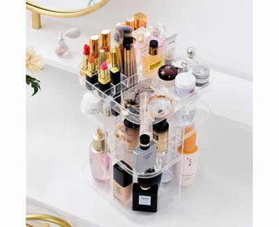 China Spinning holder storage rack 360 degree rotation square cosmetic makeup storage organizer for makeup brushes lipsticks for sale