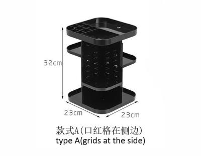 China Spinning holder storage rack 360 degree rotation square cosmetic makeup storage organizer for makeup brushes lipsticks for sale