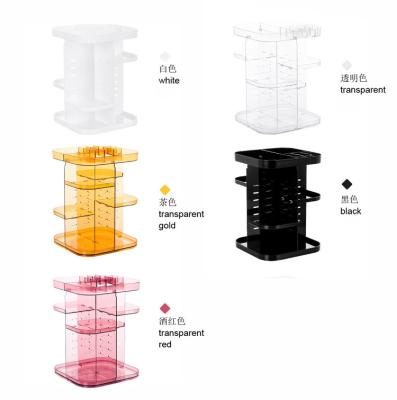 China Spinning holder storage rack 360 degree rotation square cosmetic makeup storage organizer for makeup brushes lipsticks for sale