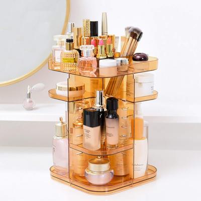 China Four layers non-folding cosmetics rack standing type 360 degree rotation makeup organizer for sale