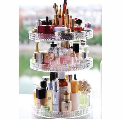 China Diamond surface cutting process transparent acrylic cosmetic storage box desktop swivel shelf makeup organizer for sale