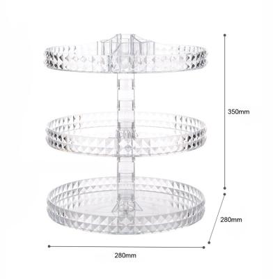 China Diamond surface cutting process transparent acrylic cosmetic storage box desktop swivel shelf makeup organizer for sale