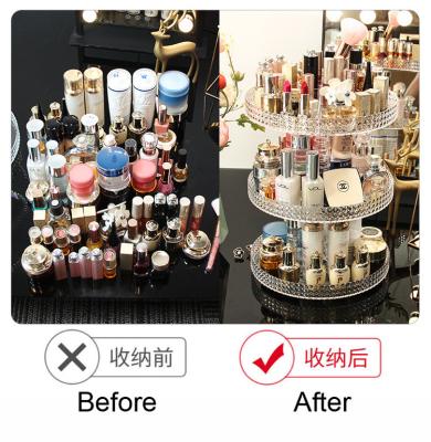 China Diamond surface cutting process transparent acrylic cosmetic storage box desktop swivel shelf makeup organizer for sale