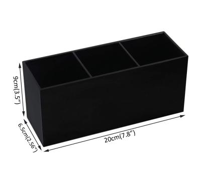 China Clear Makeup Brush Holder Organizer, 3 Slot Acrylic Cosmetics Brushes Storage Box for sale