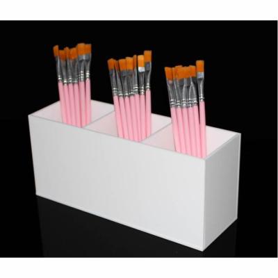 China Clear Makeup Brush Holder Organizer, 3 Slot Acrylic Cosmetics Brushes Storage Box for sale
