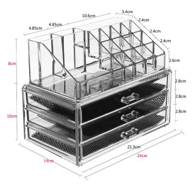 China Makeup Organizer Clear Acrylic Cosmetic Storage Drawers Transparent Jewelry Display Box for sale