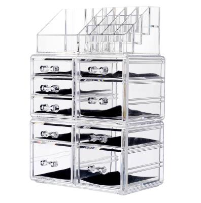 China Makeup Organizer Clear Acrylic Cosmetic Storage Drawers Transparent Jewelry Display Box for sale