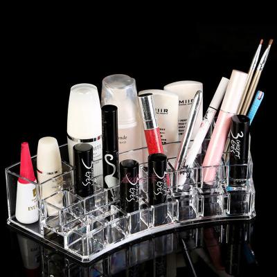 China Transparent Cosmetic Makeup Organizer for Lipstick, Brushes Curve Clear Storage Case Display Holder for sale