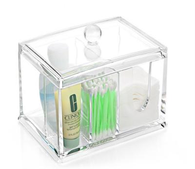 China Cotton Pads Holder Makeup Organizer Cosmetics Makeup Cotton Swab Holder Cotton Pads Dispenser, 4 Sections for sale