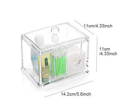 China Cotton Pads Holder Makeup Organizer Cosmetics Makeup Cotton Swab Holder Cotton Pads Dispenser, 4 Sections for sale