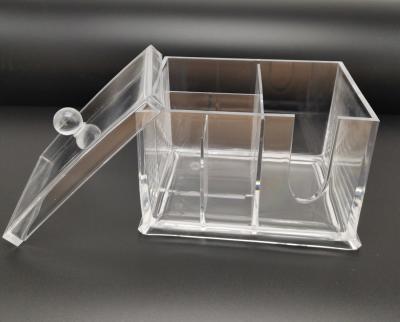 China Cotton Pads Holder Makeup Organizer Cosmetics Makeup Cotton Swab Holder Cotton Pads Dispenser, 4 Sections for sale