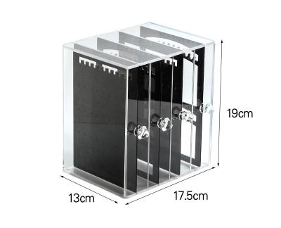 China Acrylic Jewelry Storage Box Earring Display Stand Organizer Holder with 3 Vertical Drawer for sale