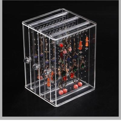 China Acrylic Jewelry Storage Box Earring Display Stand Organizer Holder with 3 Vertical Drawer for sale