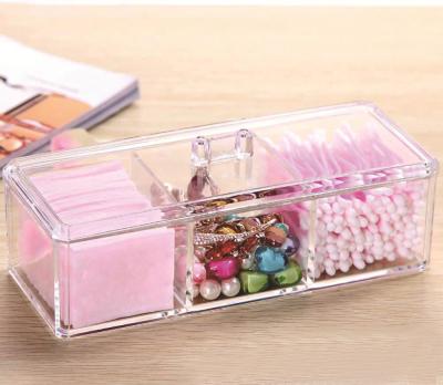 China Dustproof Clear Acrylic Cotton Ball & Swab Holder, Cosmetic Organizer Makeup Storage Organizer For Cotton Swabs, Q-Tips, for sale