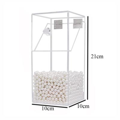 China Covered Makeup Brush Holder with Dustproof Lid, Pearls Beads, Large Capacity Acrylic Clear Organiser for sale