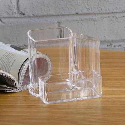 China Durable Countertop Makeup Organizer Tray Cosmetic Display Case, 3 Compartments Make Up Brush Holder for sale