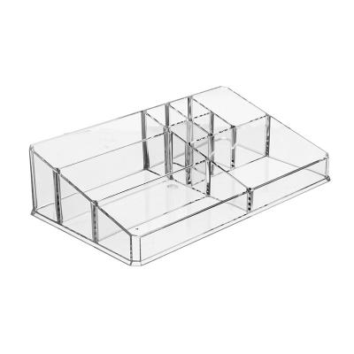 China Makeup Organizer, Clear Makeup Storage Box Thick Plastic Organizer Tray 9-Compartment Comestics Counter Organization Hol for sale