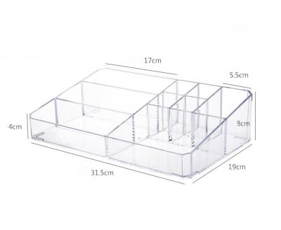 China Makeup Organizer, Clear Makeup Storage Box Thick Plastic Organizer Tray 9-Compartment Comestics Counter Organization Hol for sale