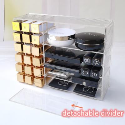 China Multifunctional Clear Makeup Organizer Holder Countertop Vanity Storage Stand for Lipstick Eyeshadow Palette Perfume for sale