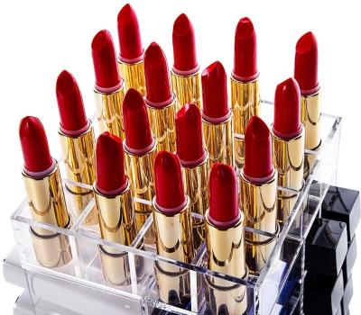 China Clear Lipstick Tower, 360 Rotating Cosmetic Organizer with 64 Slots Lipgloss Storage Display Holder for sale