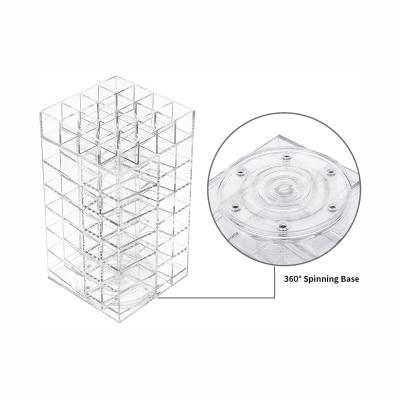 China Clear Lipstick Tower, 360 Rotating Cosmetic Organizer with 64 Slots Lipgloss Storage Display Holder for sale