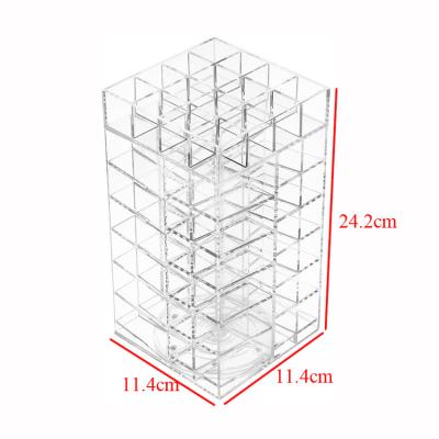 China Clear Lipstick Tower, 360 Rotating Cosmetic Organizer with 64 Slots Lipgloss Storage Display Holder for sale