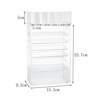 China Lipstick Holder Acrylic Lipstick Tower Cosmetic Makeup Organizer Display Stand with Door for sale