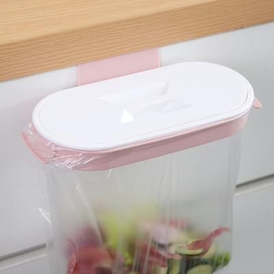 China Portable Trash Garbage Bag Holder with Lid Over The Cabinet Plastic Trash Bag Rack Hanging Garbage Bags for sale
