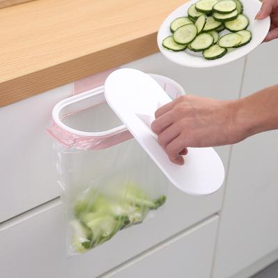 China Portable Trash Garbage Bag Holder with Lid Over The Cabinet Plastic Trash Bag Rack Hanging Garbage Bags for sale