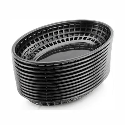 China Plastic Fry Fast Food Basket Bread Baskets Oval-Shaped Tray Restaurant Supplies, Deli Serving Bread Basket for Chicken for sale