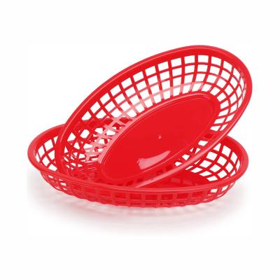 China Plastic Fry Fast Food Basket Bread Baskets Oval-Shaped Tray Restaurant Supplies, Deli Serving Bread Basket for Chicken for sale