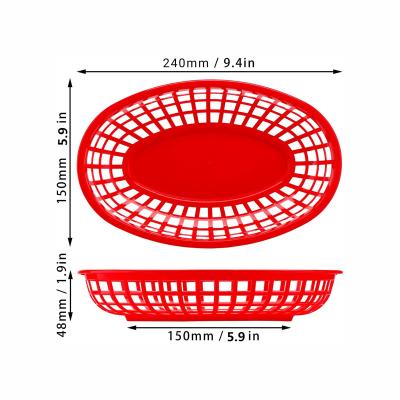 China Plastic Fry Fast Food Basket Bread Baskets Oval-Shaped Tray Restaurant Supplies, Deli Serving Bread Basket for Chicken for sale